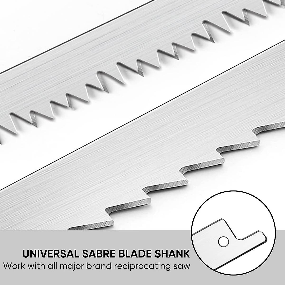 JIAYOUBAO 6 Pack Stainless Steel Frozen Meat Bone Cutting Reciprocating Saw Blades for Beef Turkey Sheep Wood Pruning Sawzall Blades