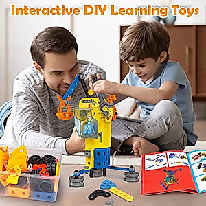 6 In 1 STEM Building Toys for 5 6 7 8 9 + Year Old Boy Girl Gift,192 PCS Stem Project Activities Kit for kid 5-7 6-8 Educational Autism Robotic Toy Learning Game Excavator Engineering Construction Set