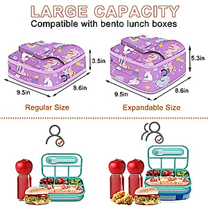 TORRYZA Kids Lunch Bag Expandable Lunch Box for Girls,Boys,Women, Double Insulated with 2 Reusable Storage Bags,Shoulder Strap&Bottle Holder to Cooler Thermal Meal Cute Tote for School Picnic-Unicorn