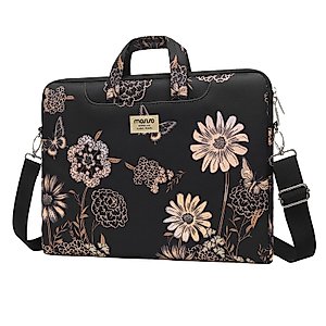 MOSISO Laptop Bag for Women, 15 inch Computer Bag Compatible with MacBook, HP, Dell, Lenovo, Asus, Notebook, 15.6 inch Laptop Shoulder Carrying Messenger Sleeve with Strap, Vintage Floral