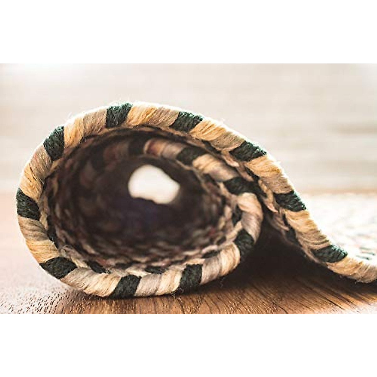 Super Area Rugs Roxbury American Made Braided Rug for Indoor Outdoor Spaces, Spruce Green/Natural Multi, 2' X 4' Oval Runner