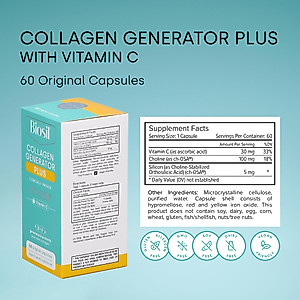 Biosil Collagen Generator Plus - 60 Capsules - Advanced Collagen Protection with Patented ch-OSA Complex & Vitamin C - 30-Day Supply
