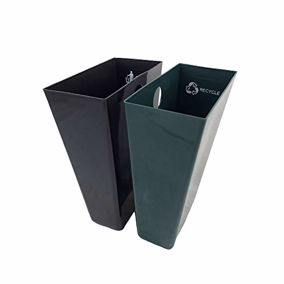 Hospitality Source Leatherette Recycle Waste Bin with Dual Liners for Home or Office. 14.5 Quart Capacity. (Brown)