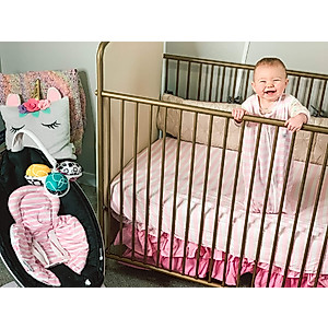 BaeBae Goods Fitted Baby Crib Sheets for Girls, 3 Pack, Soft and Breathable Jersey Cotton, Pink and White, Cute Girly Nursery Mattress Bedding, Universal Fit