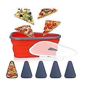 ROMEBLY Pizza Storage Container MULTI-FUNCTIONAL Perfect Pizza Pack a Box with 5 with MICROWABLE Trays and Lid 100% ,BPA ,FDA FREE,MICROWABLE,DISHWASHER SAFE,Red Pizza Box FORDABLE,Pizza Container