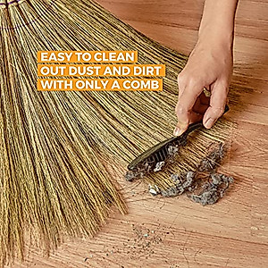 SN SKENNOVA - Asian Straw Broom Witch Broom Undecorated Wedding Jumping Broom with Bamboo Stick Handle (Dark Brown)