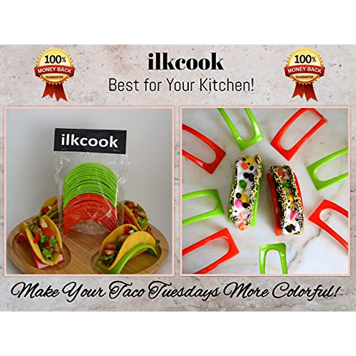 Taco Holders Set Of 24 || 24 pcs Taco Shell Stand || 12 pcs Red Color and 12 pcs Green Color Taco Stands || BPA Free || Disposable Taco Holders Set Dishwasher and Microwave Safe