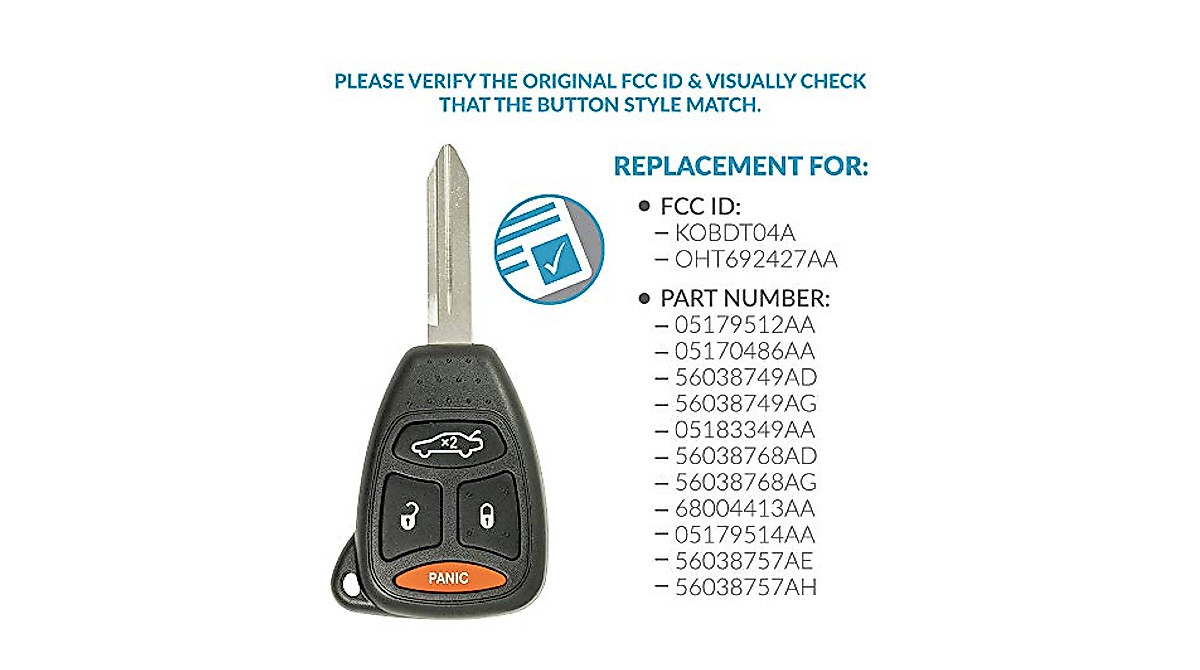 Keyless2Go Replacement for Keyless Remote Head Key Fob 4 Button ...