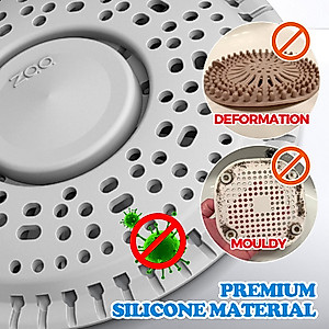 zaa Shower Drain Hair Catcher, Premium Silicone Drain Protector & Shower Drain Cover for Regular Drains of Shower Room, Bathroom, Gray