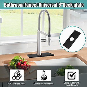 Murtenze 6 Inch Sink Faucet Hole Cover Deck Plate, Matte Black Escutcheon Faucet Plate, Stainless Steel Faucet Hole Cover for Kitchen Bathroom Sink 1 Hole or 3 Hole 4 Inch Centerset, 1 Pack