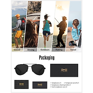 LUENX Aviator Sunglasses for Men Women Polarized-Stylish Shades Non Mirror UV400 Protection Driving Outdoor Activities 59 MM(All Black)