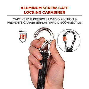 Ergodyne - 19002 Squids 3100 Tool Lanyard with Single Carabiner and Adjustable Loop End, Standard Length, Black