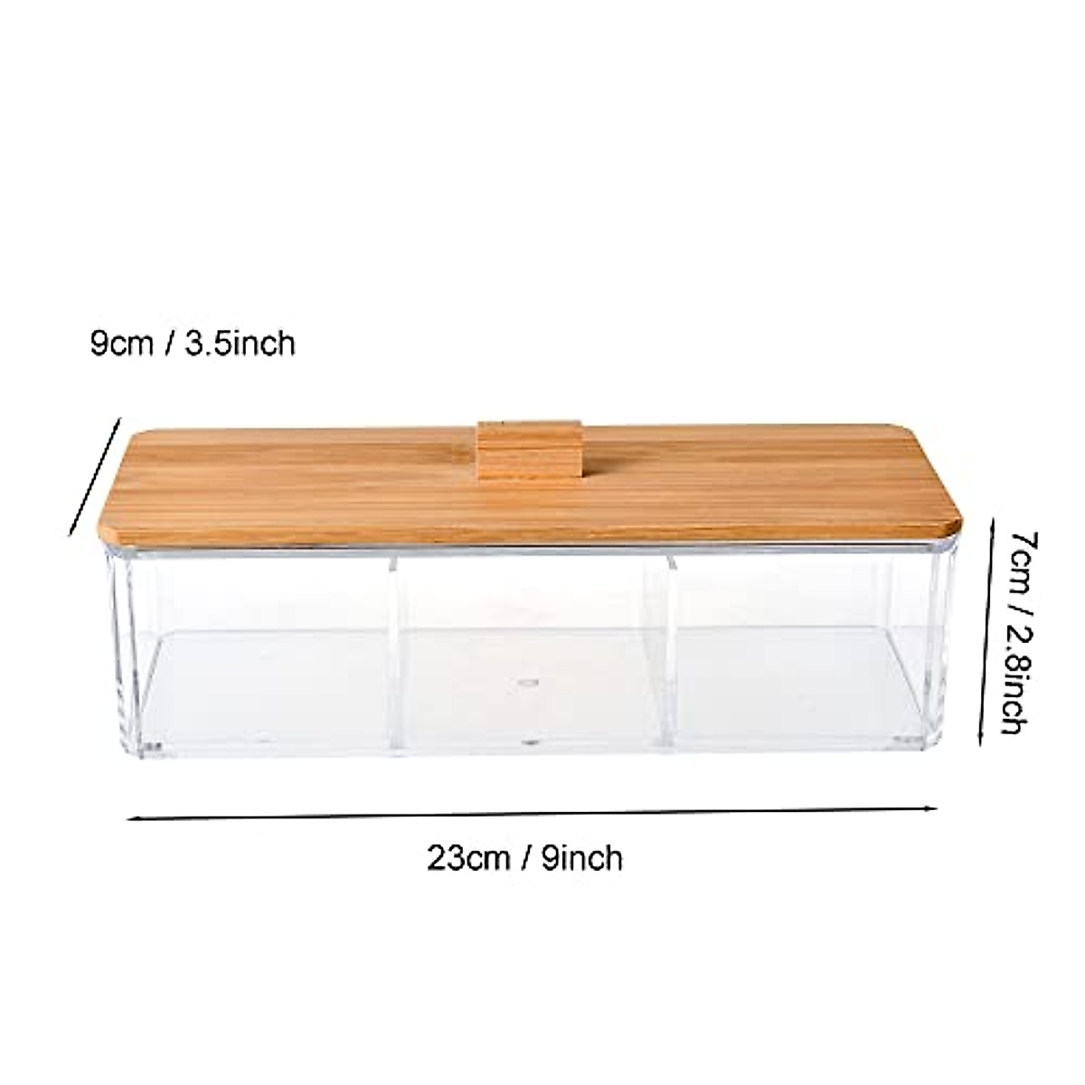 Eiyye Wood QTips Holder, Cotton Swab Dispenser, Jar for Cotton Ball, 3 Compartment Dispenser Container Box for Bedroom Vanity Organizers and Bathroom Storage