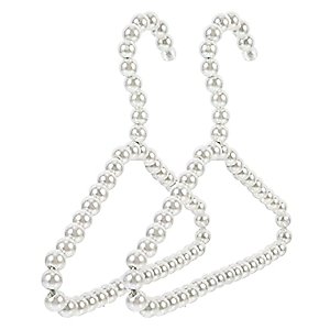 POPETPOP Pearl Cloth Hanger 2pcs Pearl Beads Metal Clothes Hangers Mini Pearl Hangers Baby Clothes Rack for Dogs Cats Kids