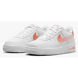Nike Big Kid's Air Force 1, White/Safety Orange, 6 Big Kid