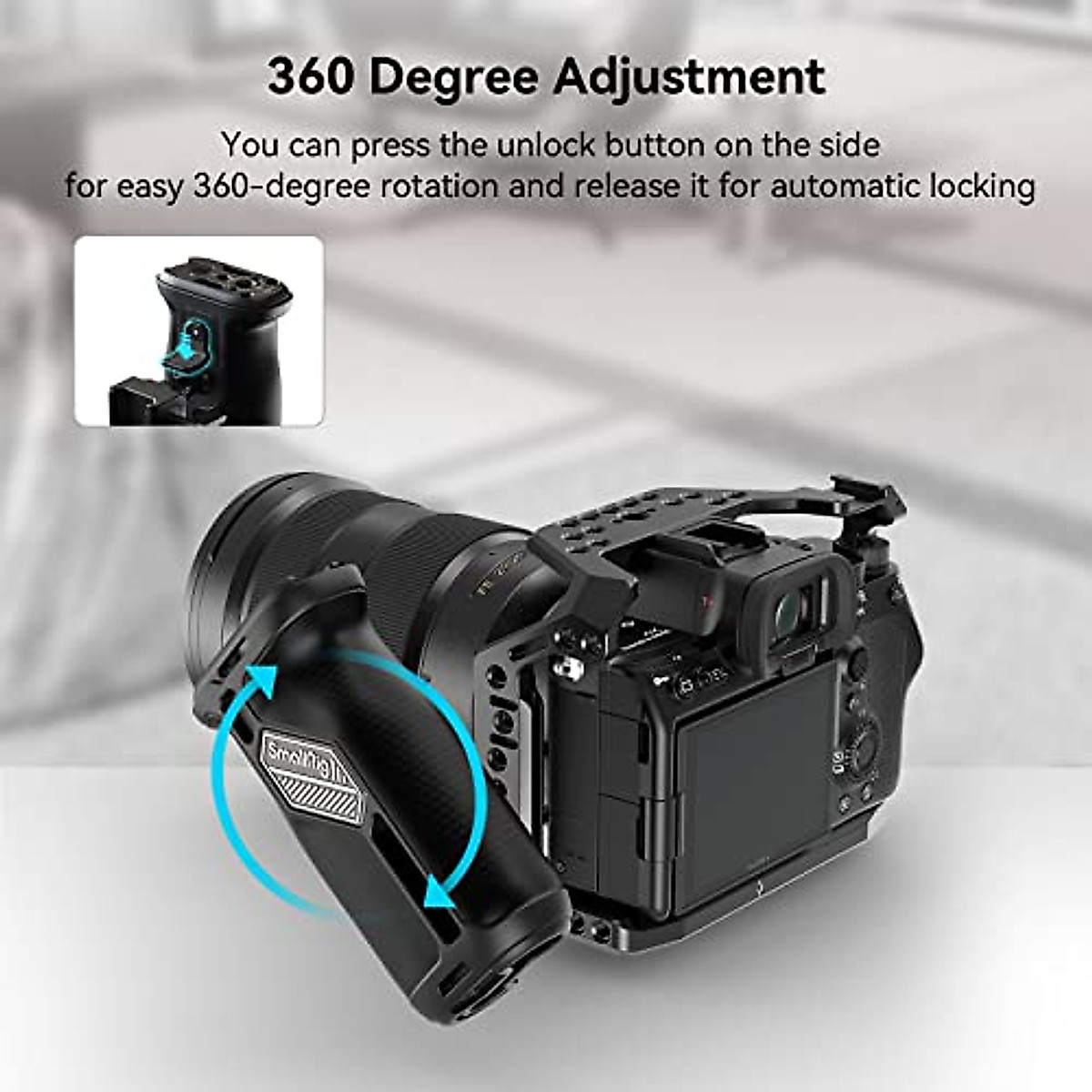 SmallRig NATO Side Handle Universal for Left and Right, 360° Rotating Side Grip with a NATO Rail, Quick Release Side Handgrip for Camera Cage, Only 205g Max. Load 5kg - 3847