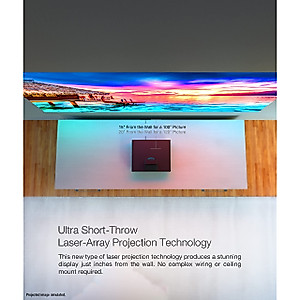 Epson EpiqVision Ultra LS500 Laser Ultra Short Throw Projector, 4000 lumens, 4K PRO-UHD, HDR, Android TV, Google Assistant, HDMI 2.0, Built-in Speakers, Sports, Gaming, Movies & Streaming – Black