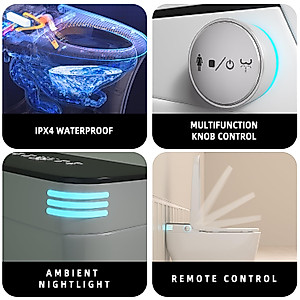 Smart Toilet with Bidet Built In, Foot Sensor Operation, Elongated Tankless Toilet with Automatic Flush, Dual Flush, Heated Bidet Seat for Bathrooms (TC-02 PRO)