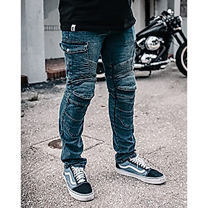 NBT Clothing Protective Motorcycle Pants Removable Hip and Knee Pads CE Armor Jeans with Stretch for Ultimate Comfort Denim