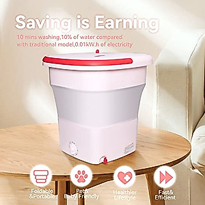 Portable Washing Machine - Mini Washing Machine with Drain Basket & 3 Mesh Laundry Bags, Portable Washer for Underwear, Bra, Baby Clothes, Socks, Stockings,Chinese Plug (Requires Additional Converter)