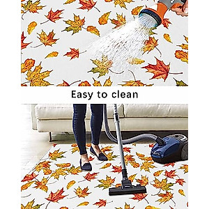 Fall Maple Leaf Outdoor Area Rug 4'x6',Patio Balcony Porch Front Door Camping Camper Deck Runner Rug,Washable Carpet Indoor Living Room/Kitchen,Hallway Floor Mat Thanksgiving Autumn Orange Leaves