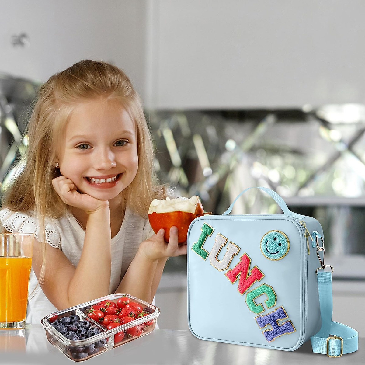 CCidea Lunch Box for Men Women Adults, Portable Insulated Lunch Bag for Office Work School, Reusable Zippered Bento Lunch Box for Kids (Tiffany Blue)