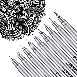 Dyvicl Black Micro-Pen Fineliner Ink Pens, Pigment Liner Multiliner Pens Micro Fine Point Drawing Pens for Sketching, Anime, Manga, Artist Illustration, Journaling, 9 Pieces
