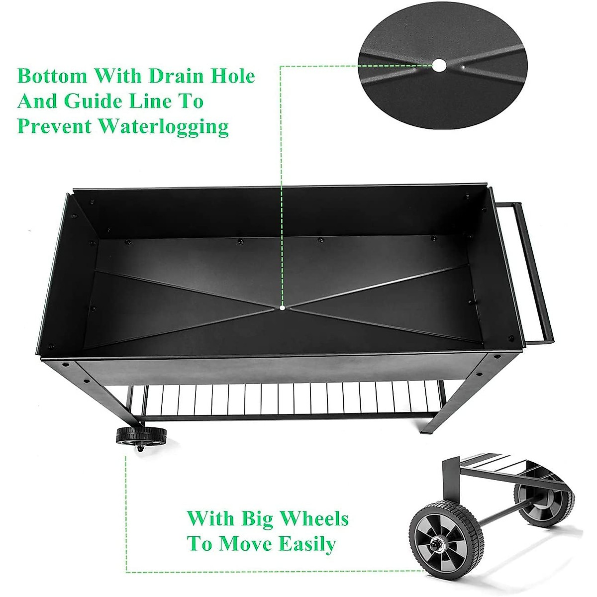 FOYUEE Raised Planter Box with Legs Outdoor Elevated Garden Bed On Wheels for Vegetables Flower Herb Patio