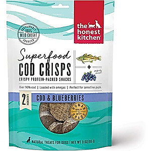 Aurora Pet Bundle Pack (3) The Honest Kitchen Superfood Cod Crisps Cod & Blueberry Dog Treats with AuroraPet Wipes