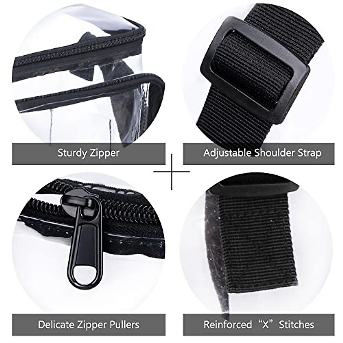 BORMELUN 2Pack Clear Lunch Bag for Work Correctional Officers - Plastic Transparent Lunch Tote Stadium Bags See Through Womem and Men,10.6x8.6x6 inch