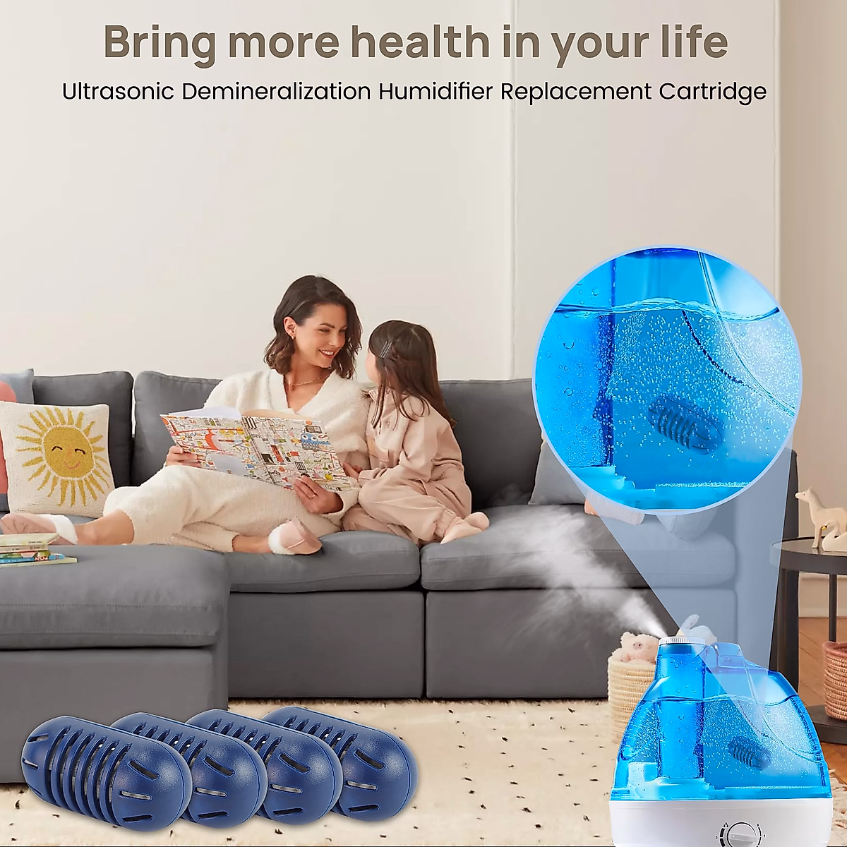 Demineralization Cartridge for Ultrasonic Humidifiers, Prevent Hard Water Build-Up, Reduces White Dust, Purifies Water Pack of 12