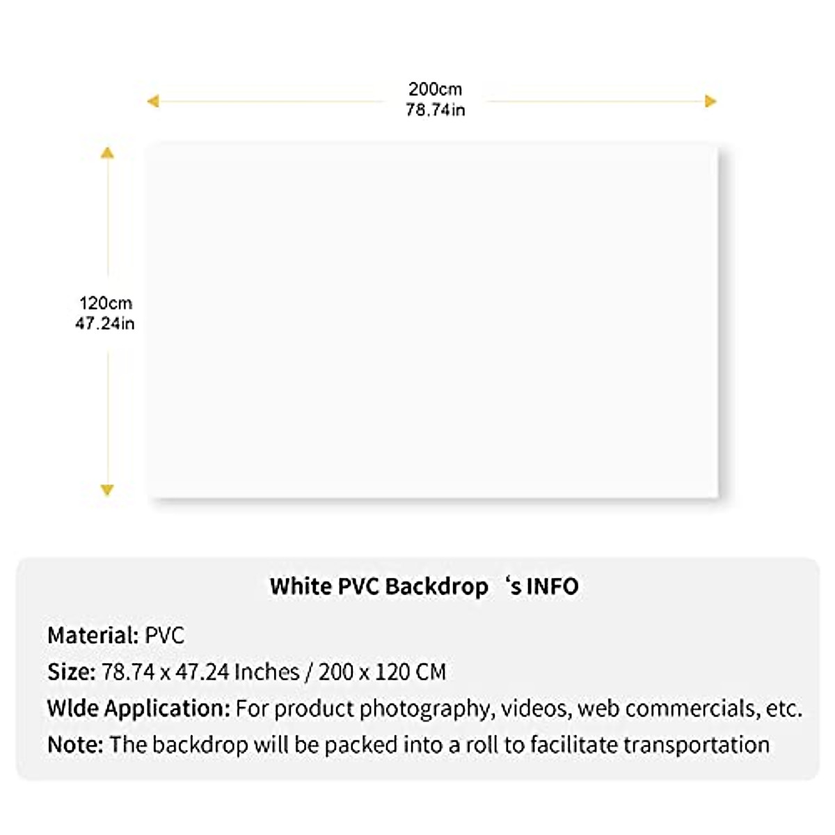 Meking 48X80 Inch PVC Backdrop Matte&Smooth PVC Background White Background Backdrop Paper for Product Video Photography Photo Studio