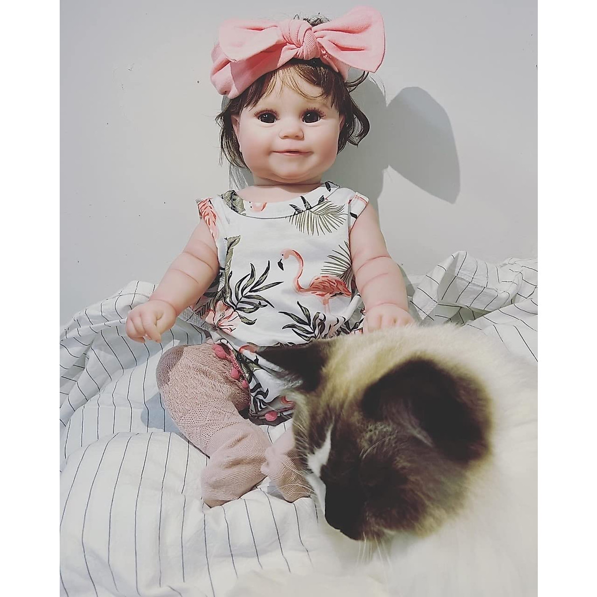 Lasilviaivy Newborn Infant Baby Girl Clothes Flamingo Romper + Headband Summer Outfits Toddler Girl Clothes 3PC 0-3 Months