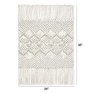 Mkono Macrame Rug Boho Area Rugs Cotton Woven Small Carpets with Tassels for Bedroom Living Room Bathroom Entryway Nursery Home Decor, 35" L x 24" W
