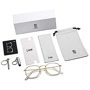 SOJOS Small Blue Light Blocking Glasses Hexagonal Eyeglasses Frame Anti Blue Ray Glasses One and Only SJ5036 with Gold Frame/Anti-Blue Light Lens