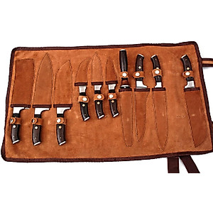 Handmade Damascus Kitchen Chef Knife Set - Professional Damascus Steel Knife Set - 10 pcs Japanese Damascus Knife Set With Leather Bag/Case(10801)