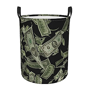 Dollar Sign Money Circular Laundry Hamper Print Hamper Freestanding Laundry Basket Collapsible Laundry Hamper 2 Sizes S/M