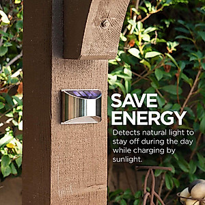 SOLUSTRE LED Outdoor Flood Lights Solar Pathway Light Solar Motion Sensor Light Solar Powered Flood Lights Solar Motion Detector Lights Solar Wall Light Stainless Steel Stair Light