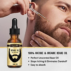 Arganrro Beard Growth Kit - Beard Derma Roller, Beard Oil, Beard Balm, Brush, Comb - Beard Care Kit Valentine's Day & Birthday Gift for Dad Husband & Boyfriend