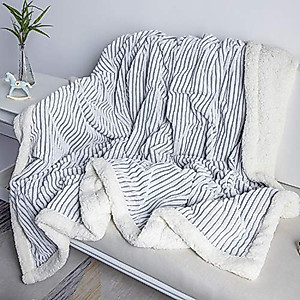 DISSA Sherpa Blanket Fleece Throw – 51x63, Grey & White – Soft, Plush, Fluffy, Fuzzy, Warm, Cozy, Thick – Perfect for Couch, Bed, Sofa, Chair - Reversible Throw Blanket