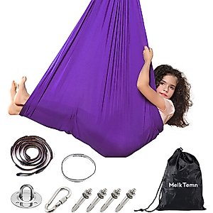 Sensory Swing Safe for Kids Pod Swing Special Needs (with Hardware) Indoor Outdoor Swing Hanger Hammock Chair for Calming & Relaxing, Autism, ADHD Aspergers Therapy Cuddle, Child Sensory Seat Toy Gift
