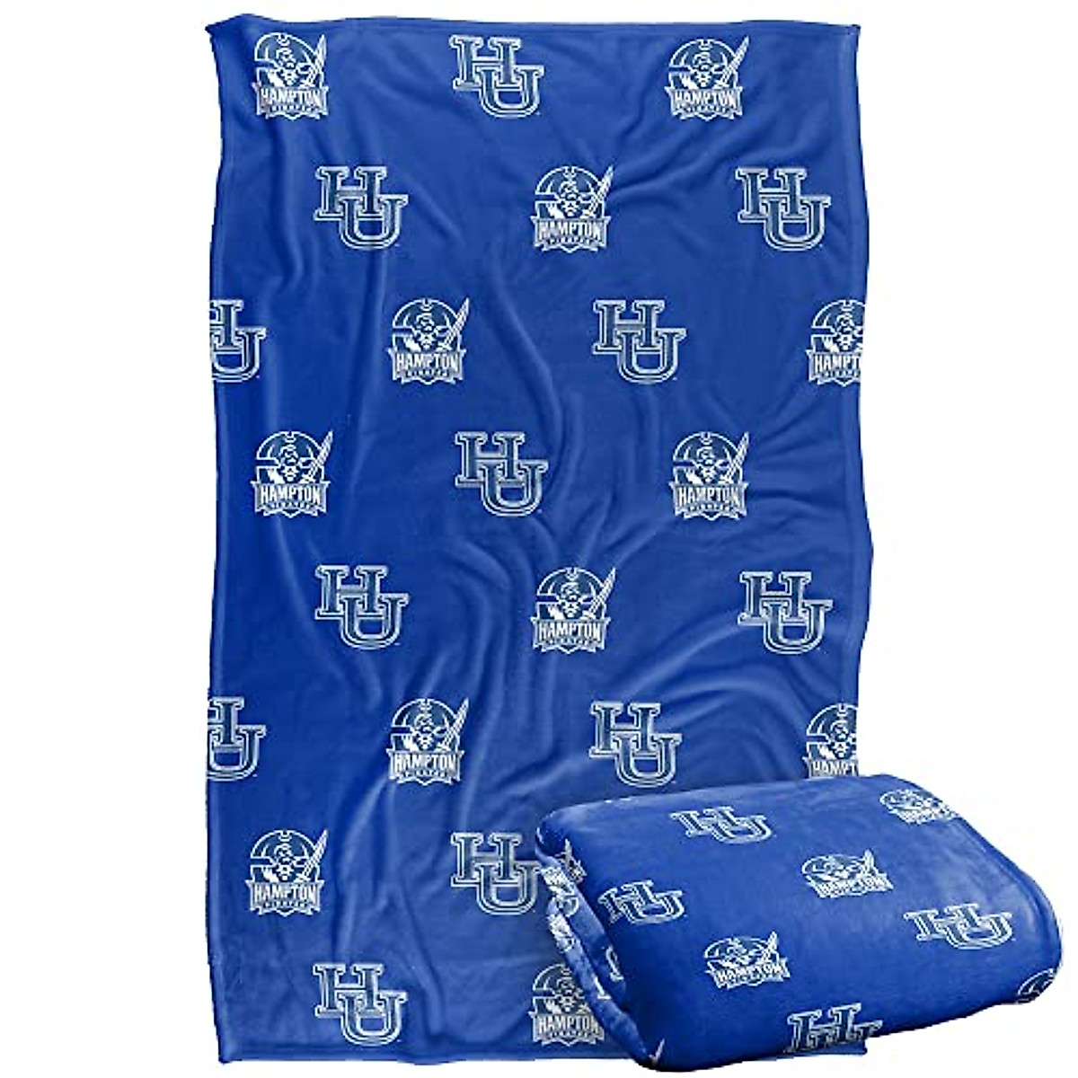Hampton University Pirates Blanket, 36"x58" Logo Pattern, Silky Touch Sherpa Back Super Soft Throw