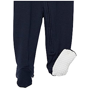 Amazon Essentials Unisex Babies' Cotton Snug-Fit Footed Sleeper Pajamas, Pack of 3, Ecru Festive Tree/Navy/Purple Dots, 0-3 Months