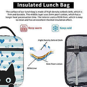 famliihw Black Cat Lunch Box Reusable Insulated Lunch Bag Thermal Cooler Tote For Boys Girls Teen School Men Women Picnic Travel Hiking