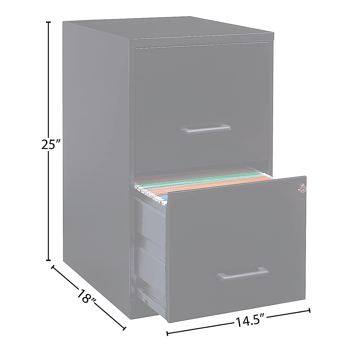 Lorell 14341 18 Deep 2-Drawer File Cabinet, Black