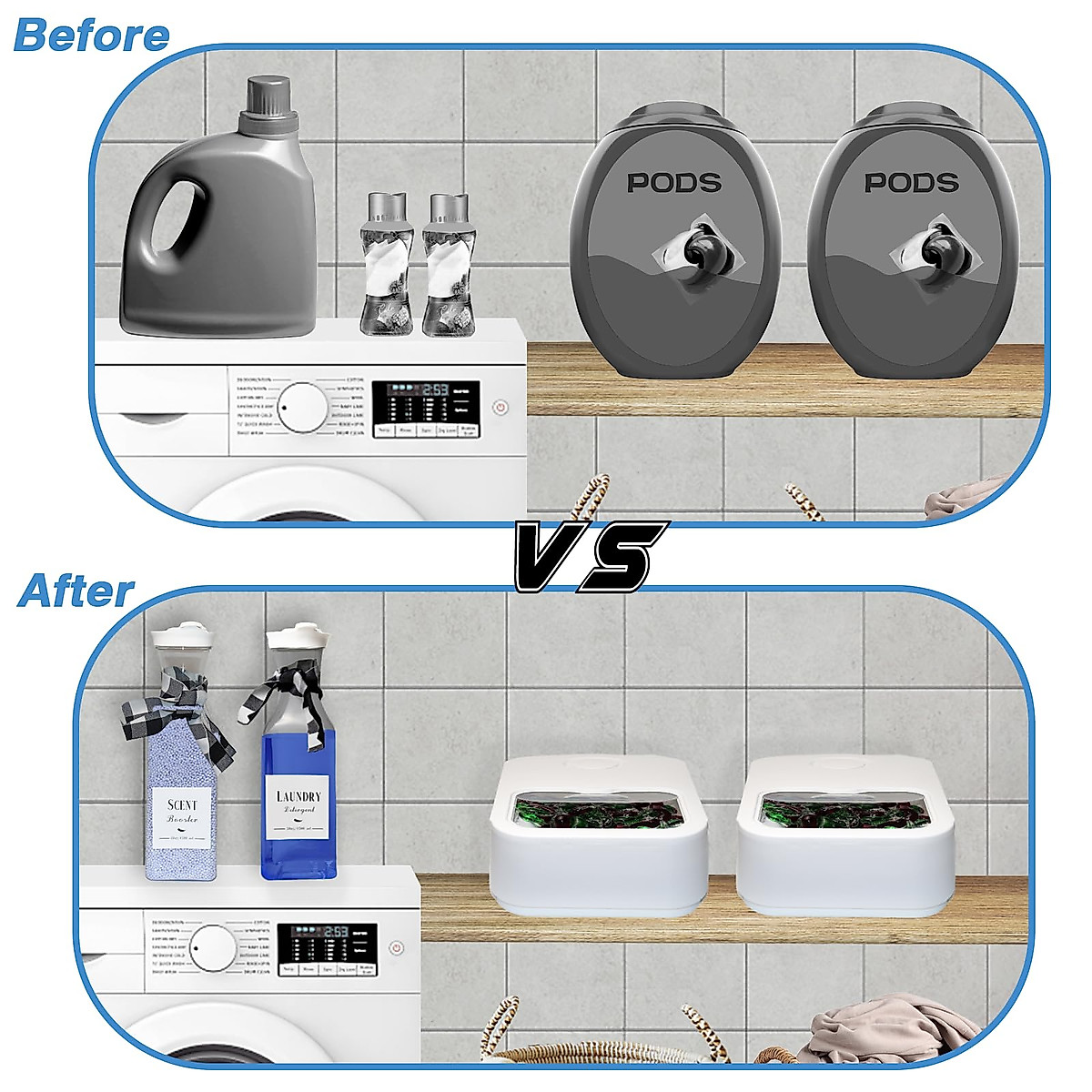 Gnjoyxuan Laundry Pods Container, Laundry Detergent Dispenser with Sliding Lid, Dishwasher Pod Container Holder for Laundry Organization and Storage, Large