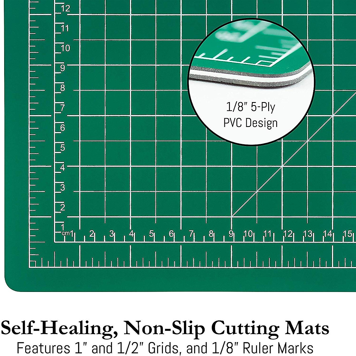 WA Portman Craft Cutting Mat Metal Ruler & Craft Knife Set - 18x24 Inch Self Healing Craft Cutting Mat - Hobby Knife Set - 10 Crafting Knife Blades - 24 Inch Cork-Backed Ruler - Precision Knife Set