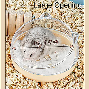 HAICHEN TEC Hamster Bathroom - Large Transparent Hamster Sand Bath Container with Scoop Kit Sandbox Toilet for Dwarf Hamster, Syrian Hamster Small Animal Cage Accessories (Yellow)