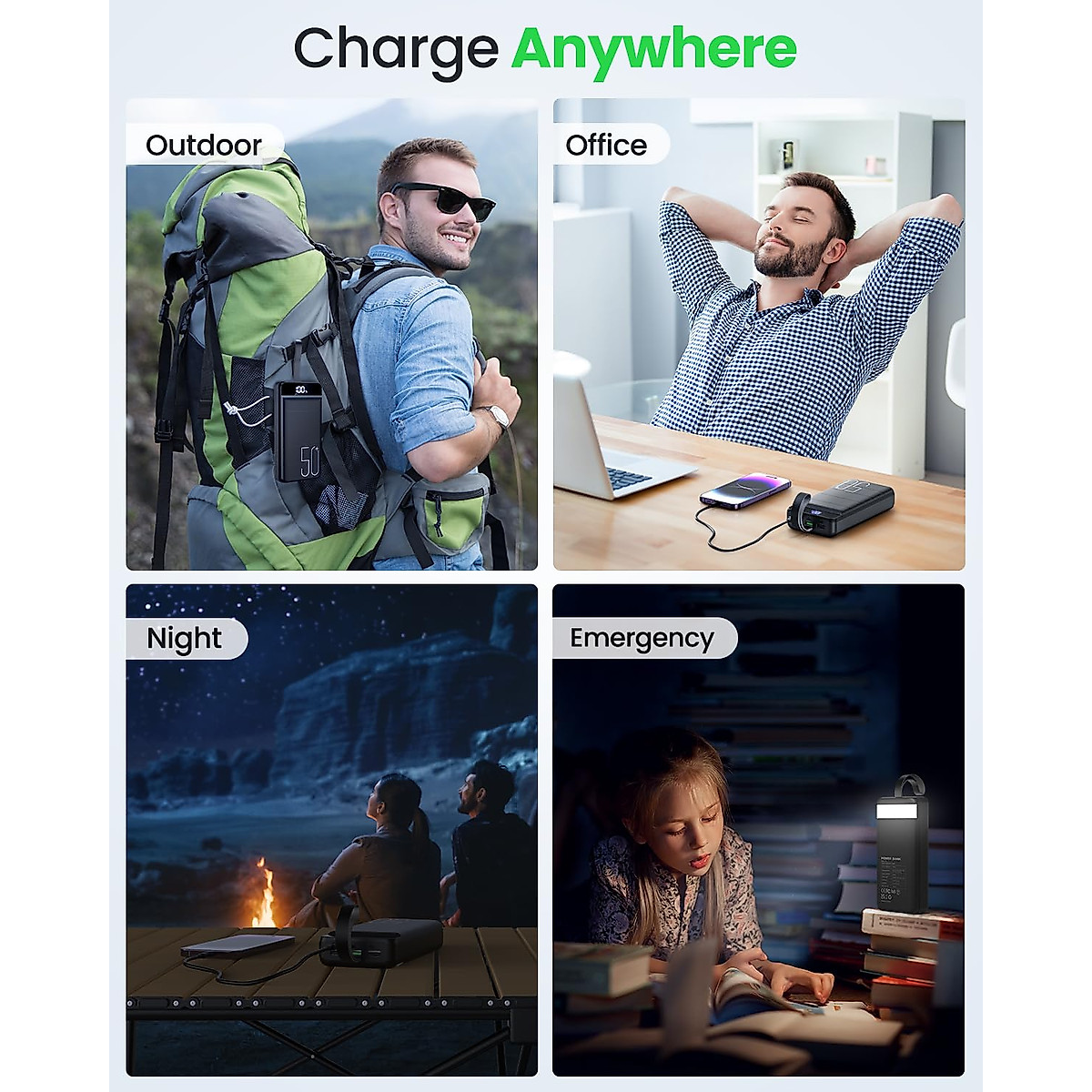 Morfec Power Bank Fast Charging 50000mAh - 22.5W Portable Charger USB C Quick Charge with 4 Outputs & 3 Inputs LED Display Huge Capacity External Battery Pack for iPhone, Samsung, iPad etc