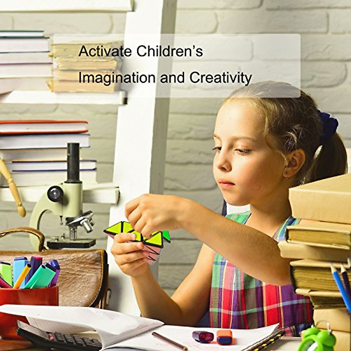 Speed Cube Set, Roxenda Magic Cube Set of Pyramid Megaminx Windmill Cube Smooth Sticker Speed Cubes Collection, Puzzle Toy for Kids